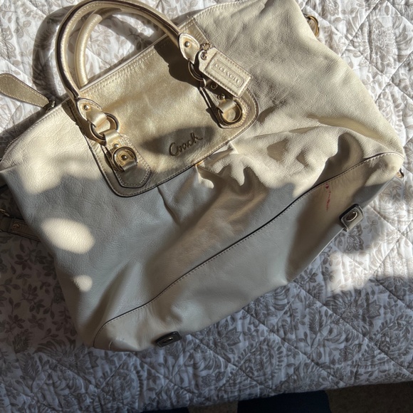 Coach | Bags | Coach Ivory Leather Slouchy Bag | Poshmark